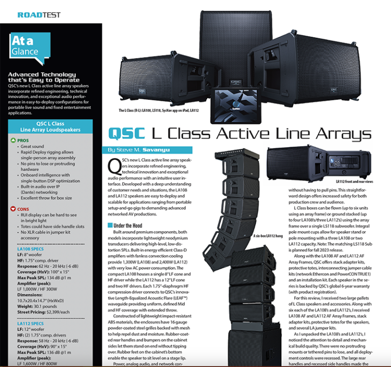 QSC L Class Active Line Arrays | FOH | Front of House Magazine