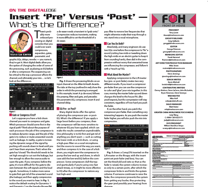 Tips for Mixing Monitors from Front of House | FOH | Front of House ...