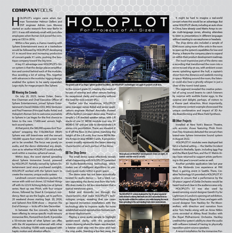 HOLOPLOT: For Projects of All Sizes | FOH | Front of House Magazine