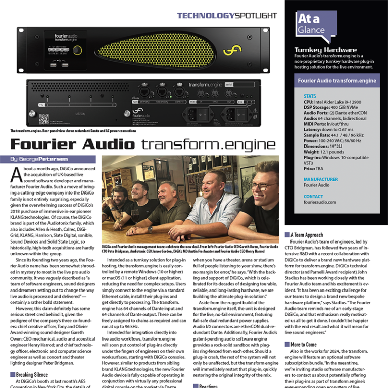 Fourier Audio transform.engine | FOH | Front of House Magazine