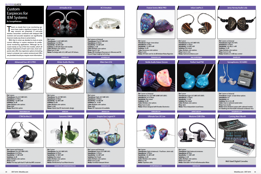 Custom Earpieces for IEM Systems | FOH | Front of House Magazine