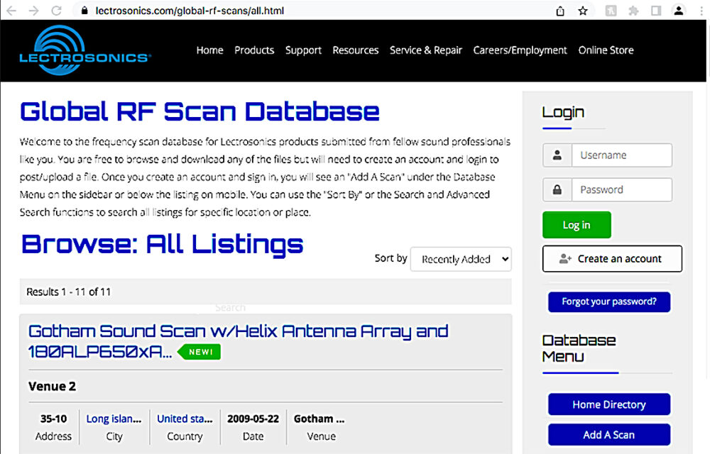 Lectrosonics Announces Global RF Scan Database | FOH | Front of House ...